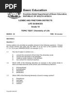 Grade 10 Topic Test Chemistry of Life | PDF | Biochemistry | Chemistry