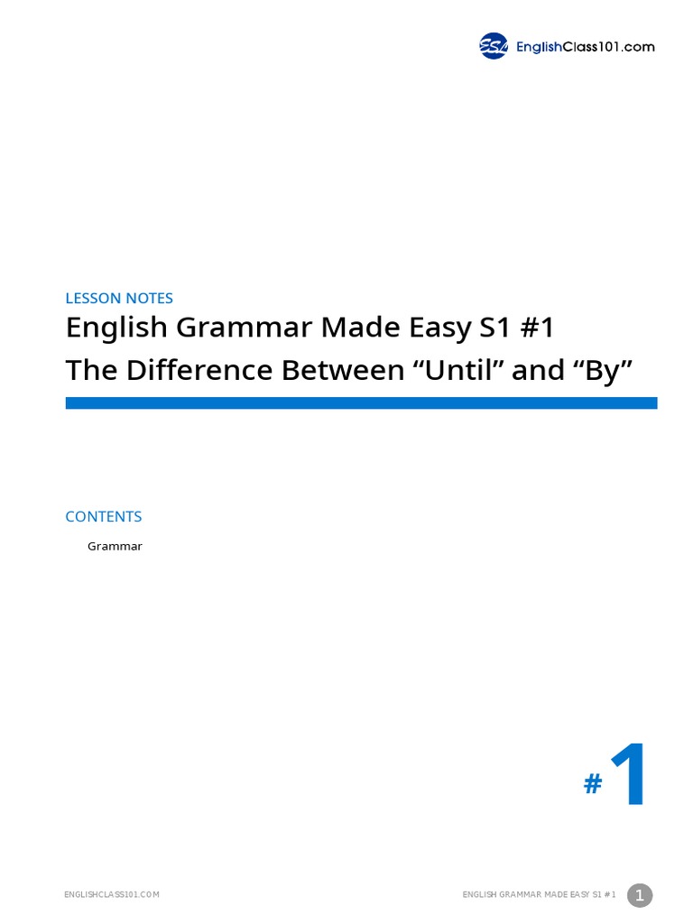 Until vs. By: Key Grammar Differences | PDF