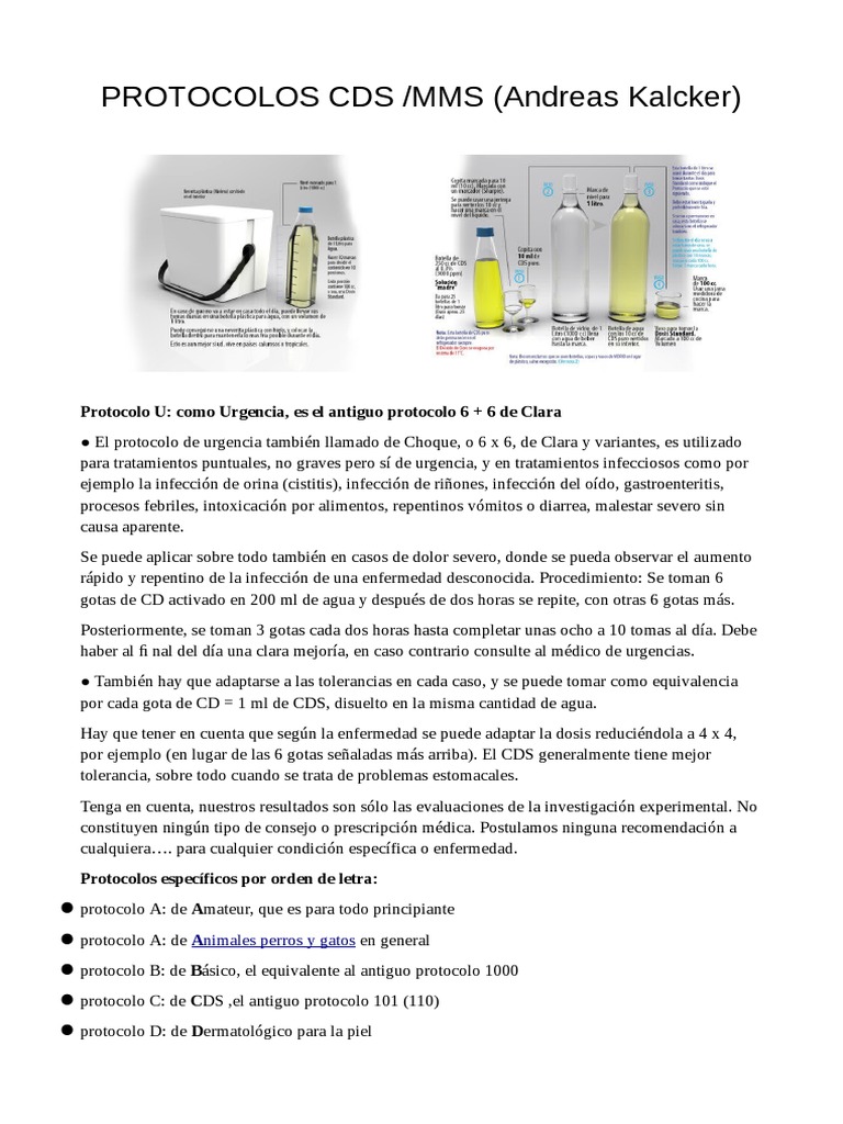 Protocolos Cds Mms Andreas Kalcker | PDF | Agua | Resfriado comun