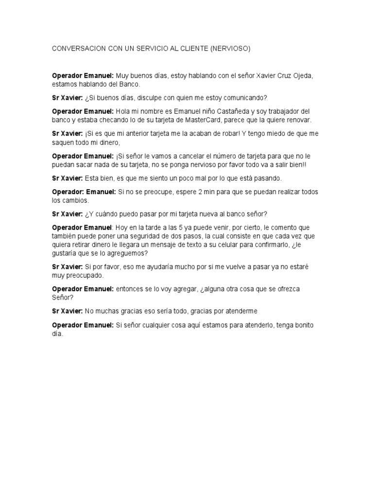 Conversacion Con Un Servicio Al Cliente | PDF