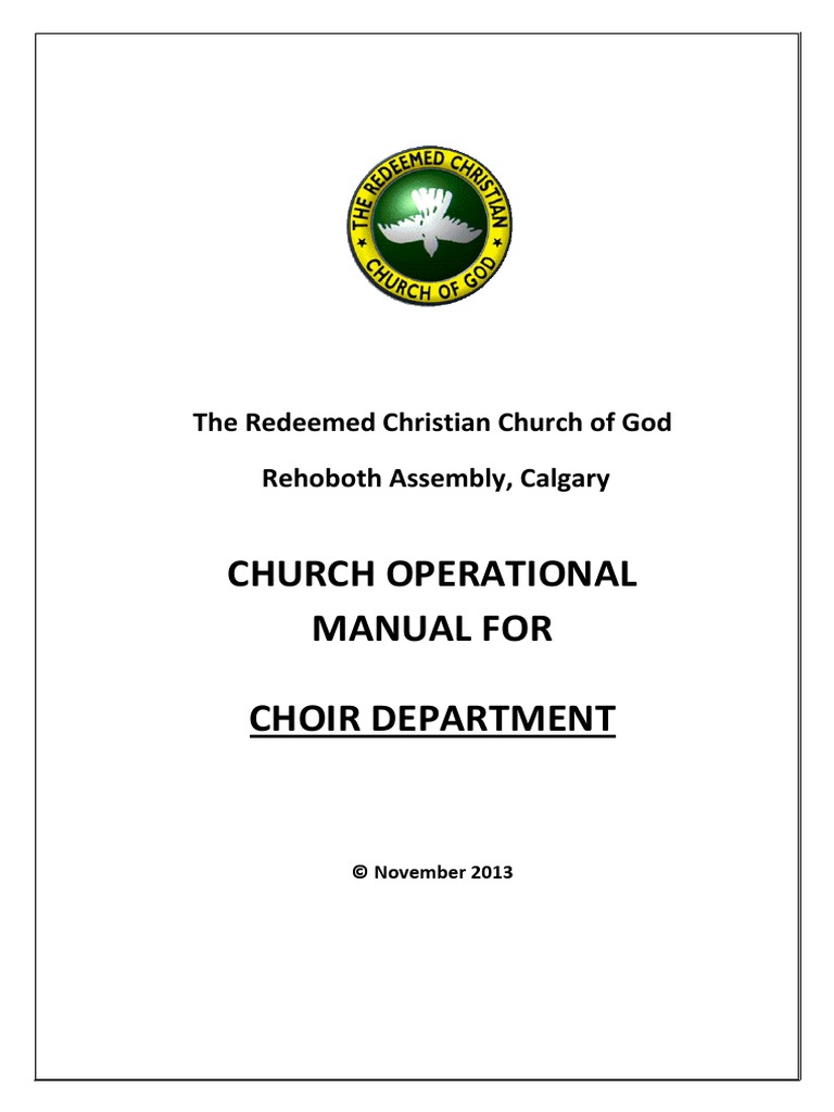 Church Operational Manual For Choir 2 Rehoboth Assembly Church ...