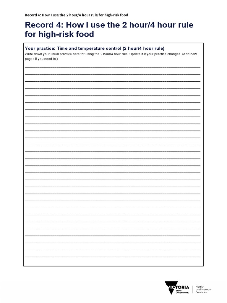 2 Hour/4 Hour Rule for High-Risk Food | PDF