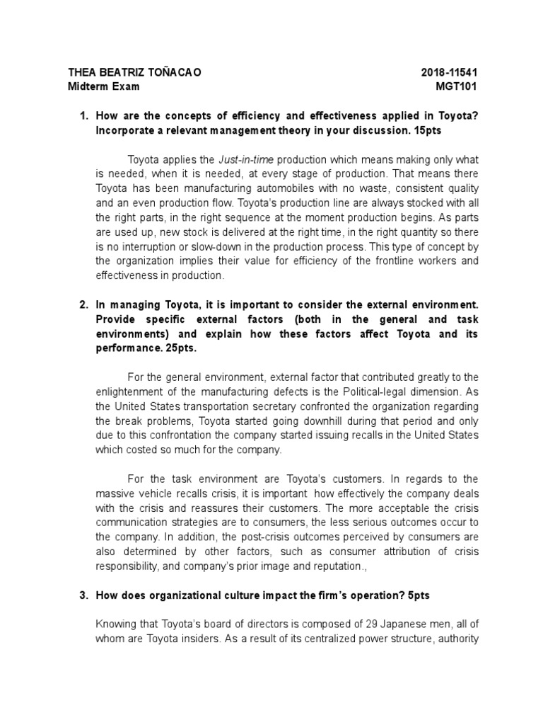 Toyota Case Study | PDF | Toyota | Lean Manufacturing