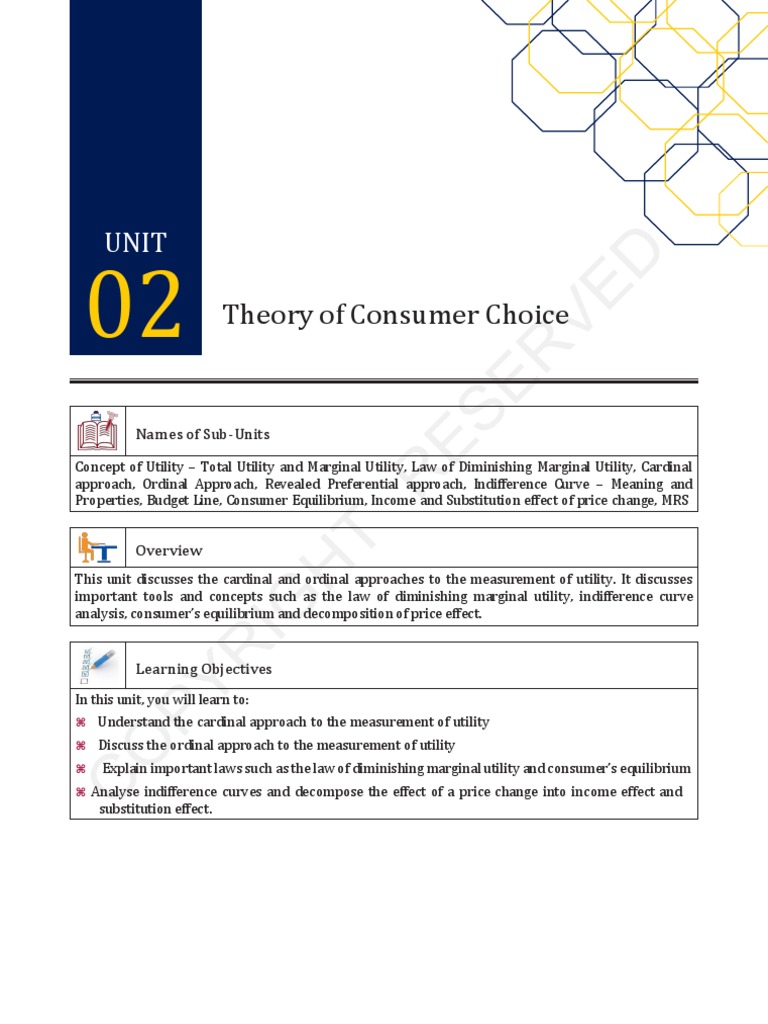 Theory of Consumer Choice: Names of Sub-Units | PDF | Utility ...