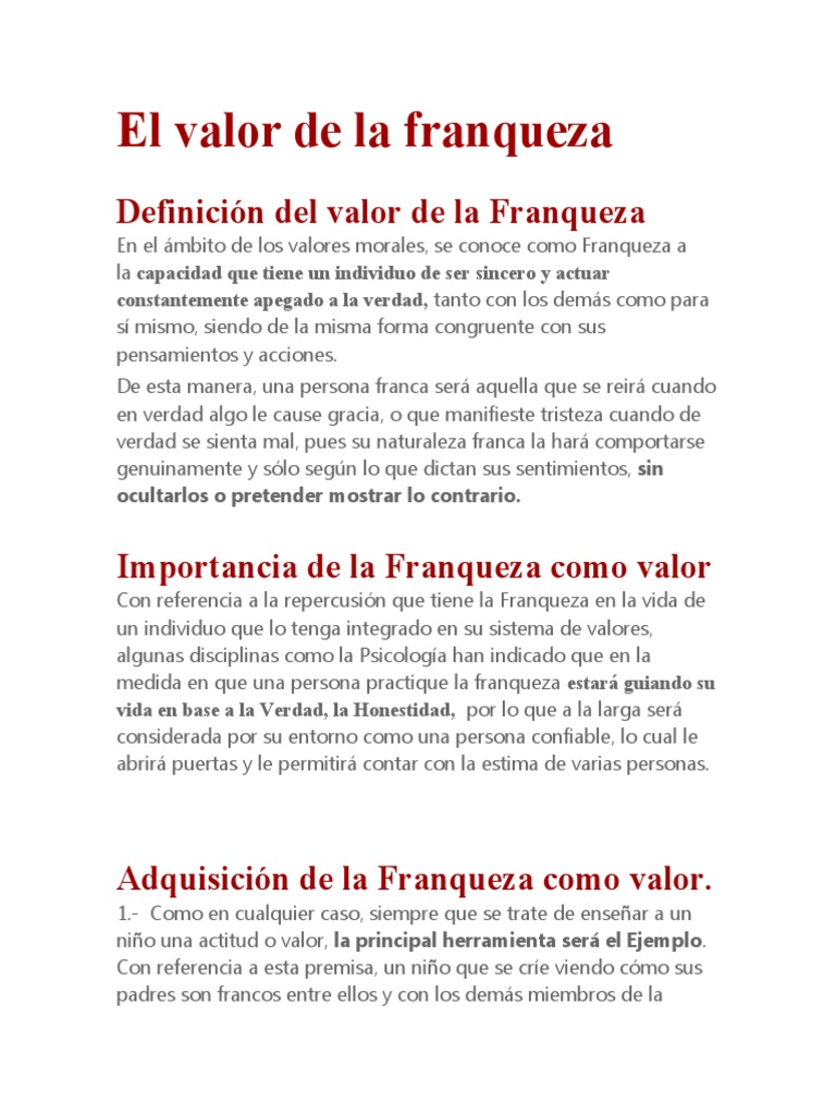 El Valor de La Franqueza | PDF | Verdad | Las emociones