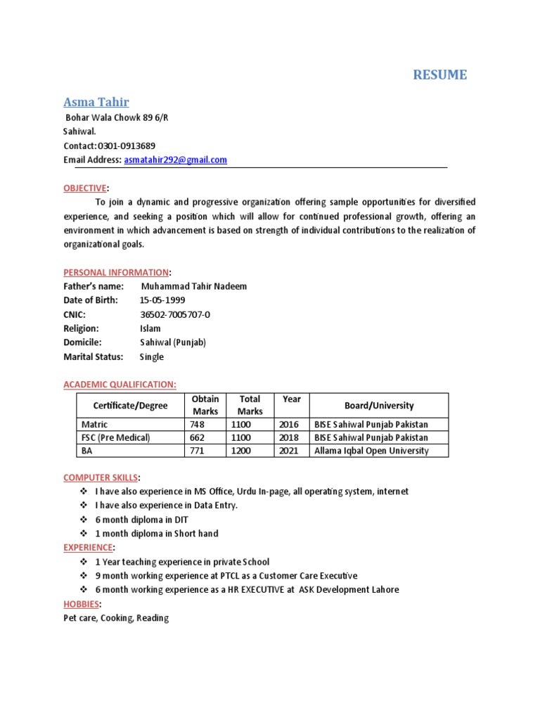 Resume Asma | PDF