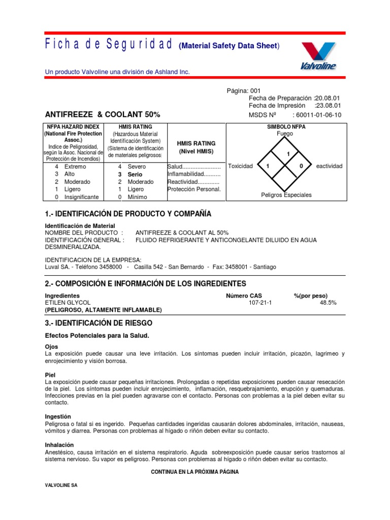 Luval Antifreeze y Coolant | PDF | Administración de Seguridad y Salud ...