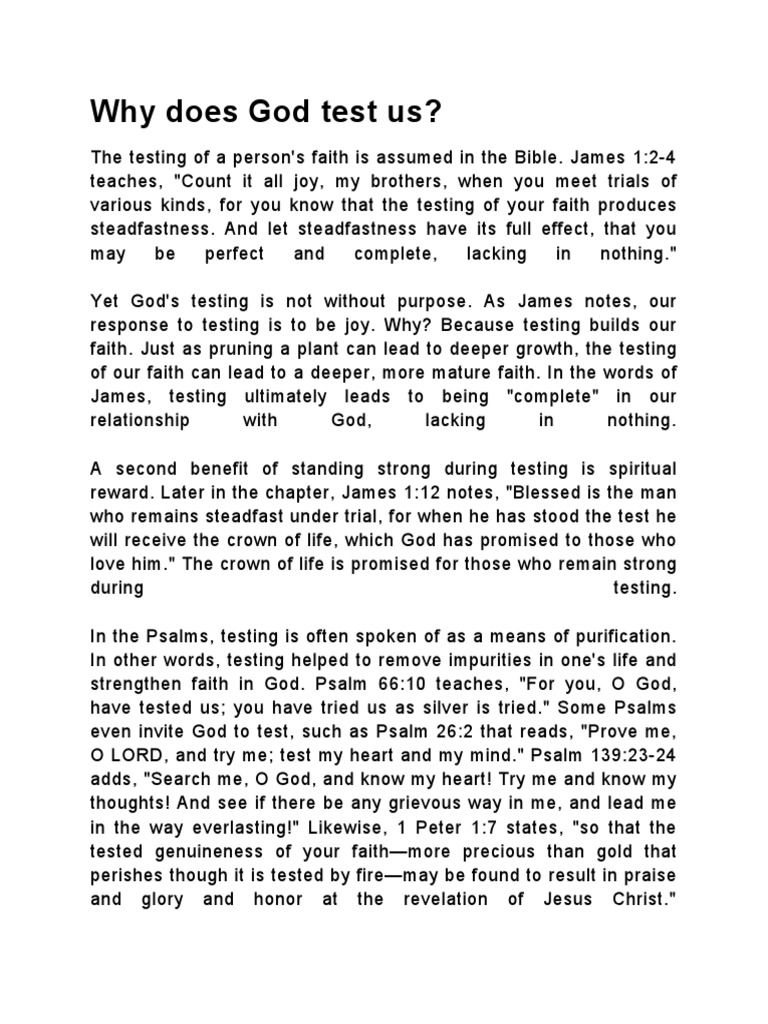Why Does God Test Us? | PDF | Abrahamic Religions | Christian Belief ...