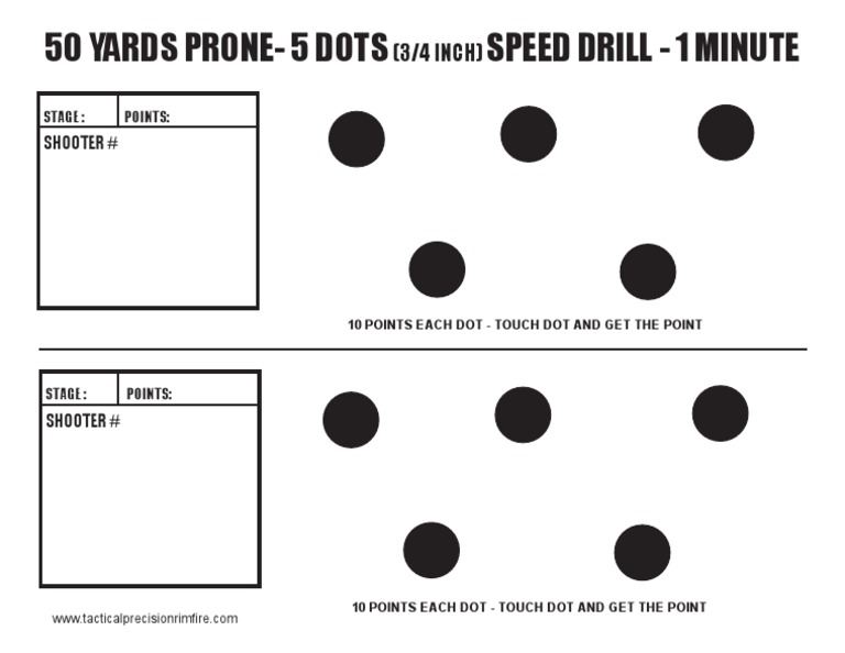 50 Yards Prone-5 Dots Speed Drill - 1 Minute: (3/4 Inch) | PDF