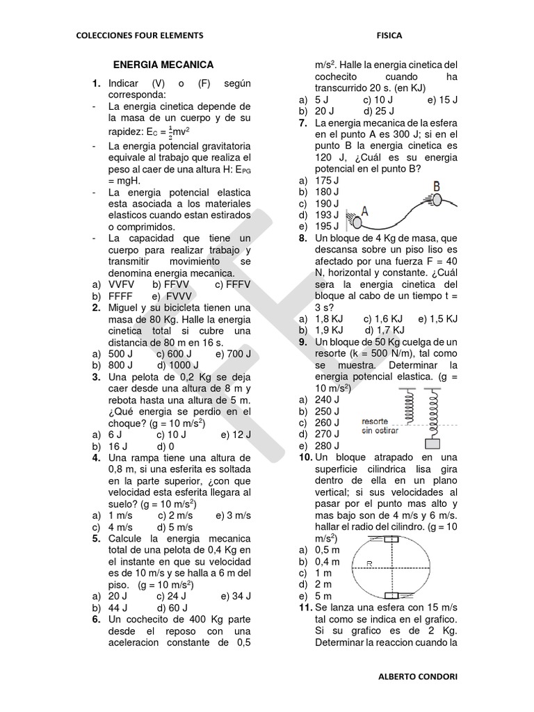 Energia Mecanica | PDF | Masa | Física