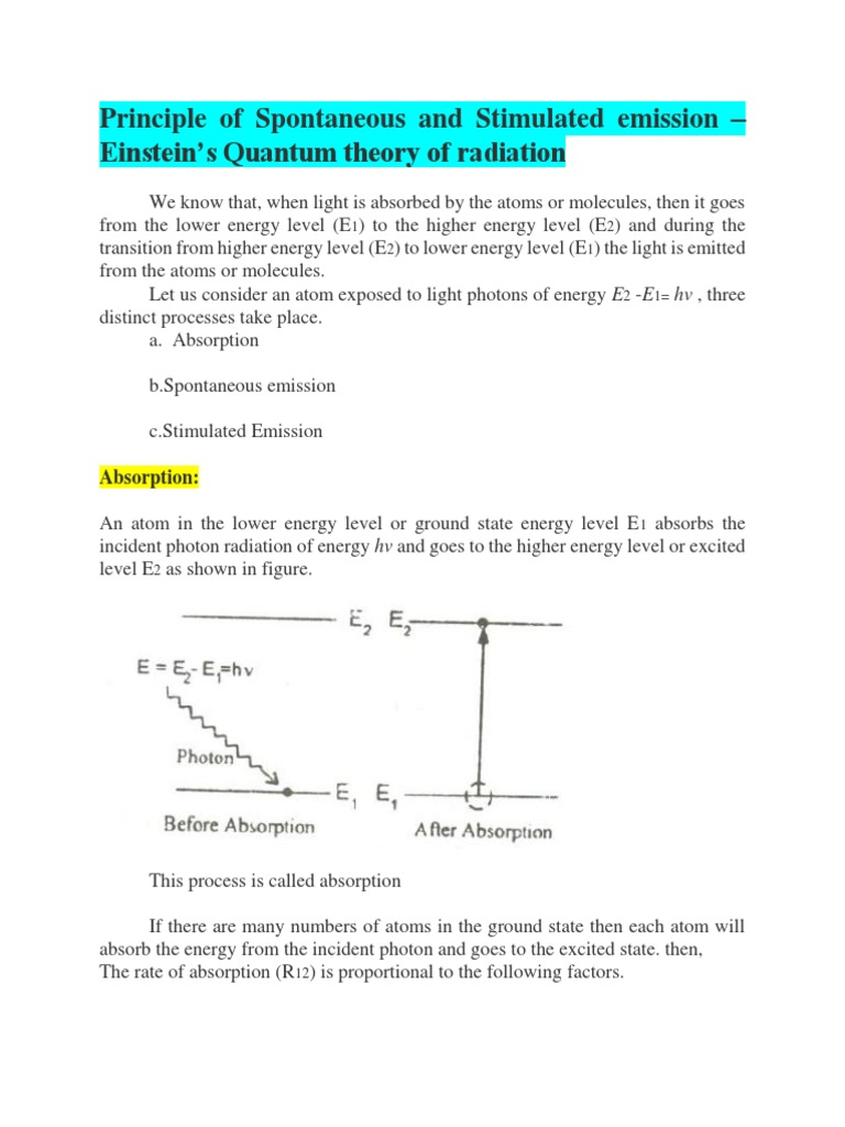 Principle of Spontaneous and Stimulated Emission - Einstein's Quantum ...