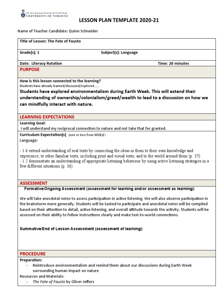 The Fate of Fausto Lesson Plan | PDF