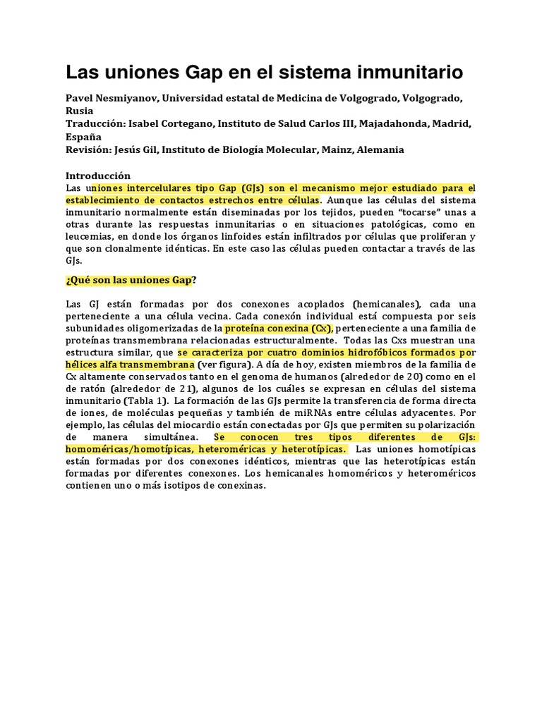 Uniones Tipo Gap en El SI | PDF | Sistema inmune | Antígeno
