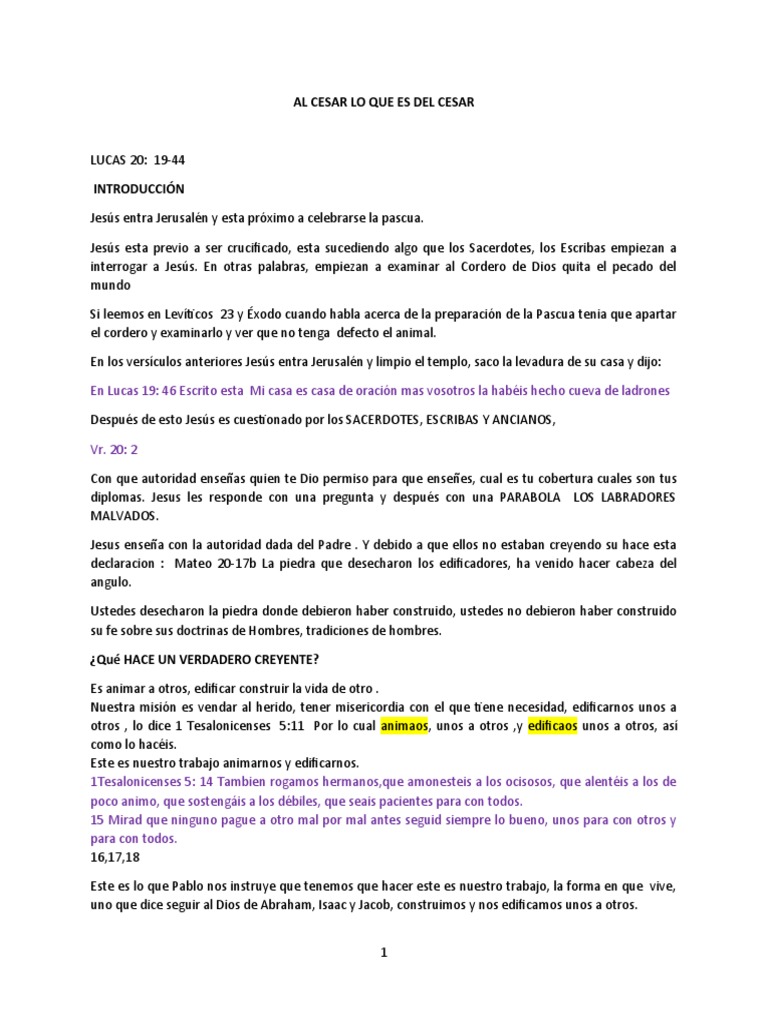 Al Cesar Lo Que Es Del Cesar | PDF | Jesús | Evangelio de Mateo
