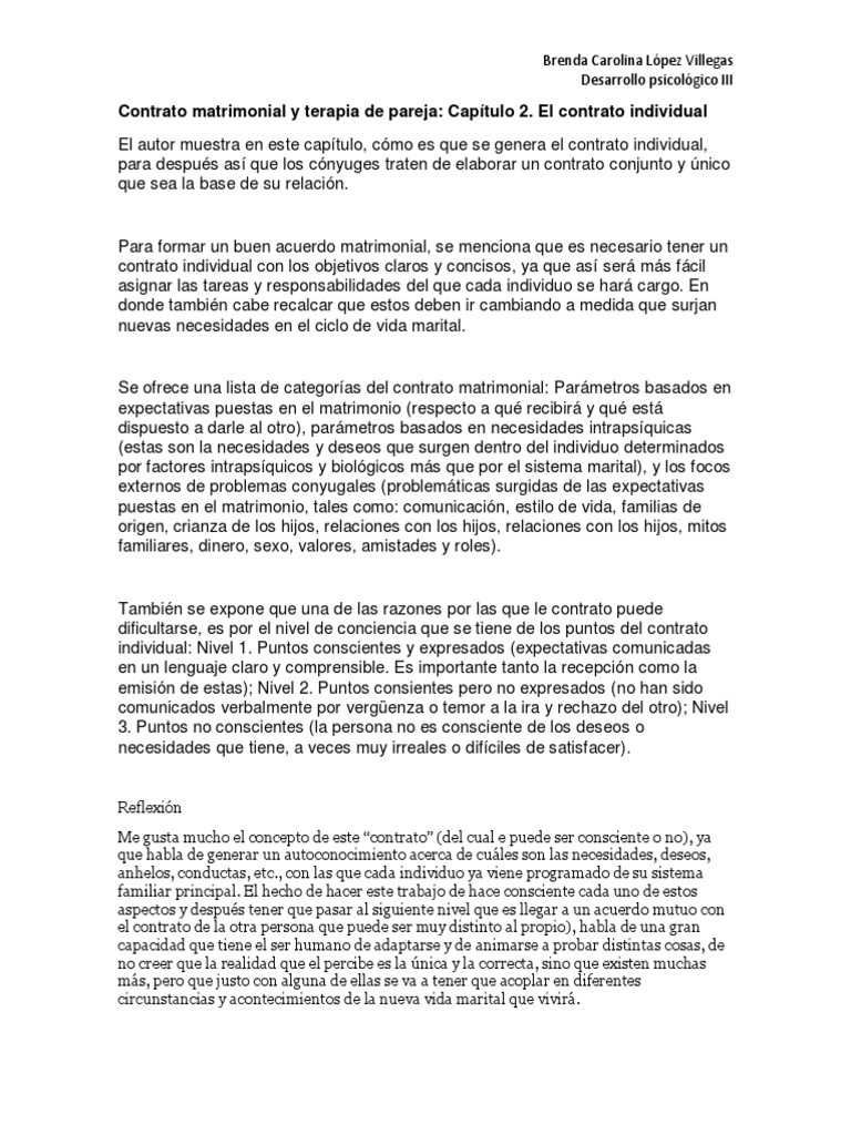 Contrato Matrimonial y Autoconocimiento | PDF | Psicología Social ...