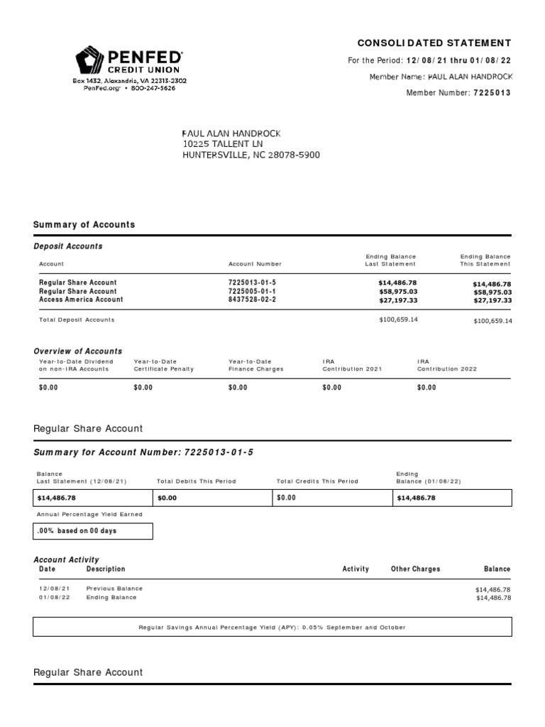 Paul Hardrock Penfed Statement | PDF | Debits And Credits | Money