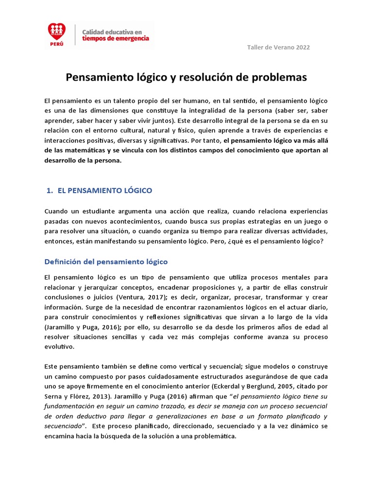 Resumen. Pensamiento Lógico y Resolución de Problemas | PDF ...