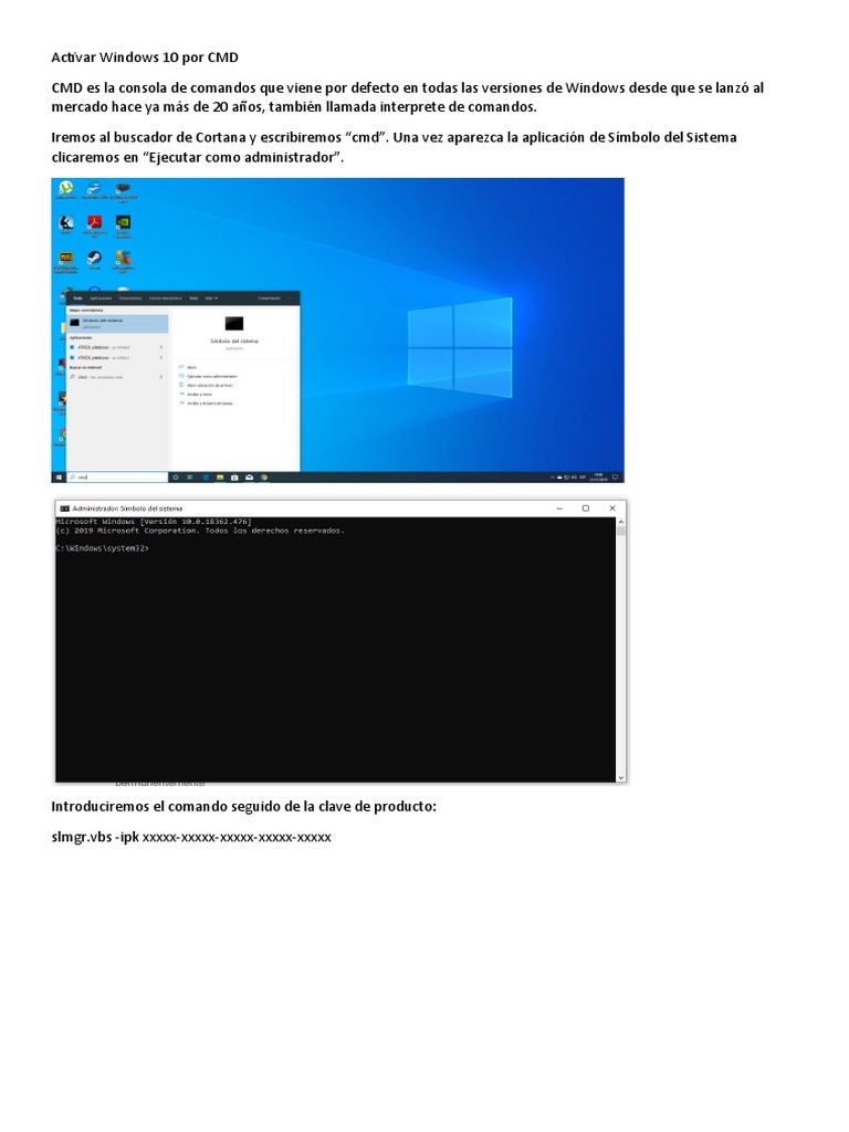 Activar Windows 10 Por CMD | PDF | Windows 10 | Microsoft Windows