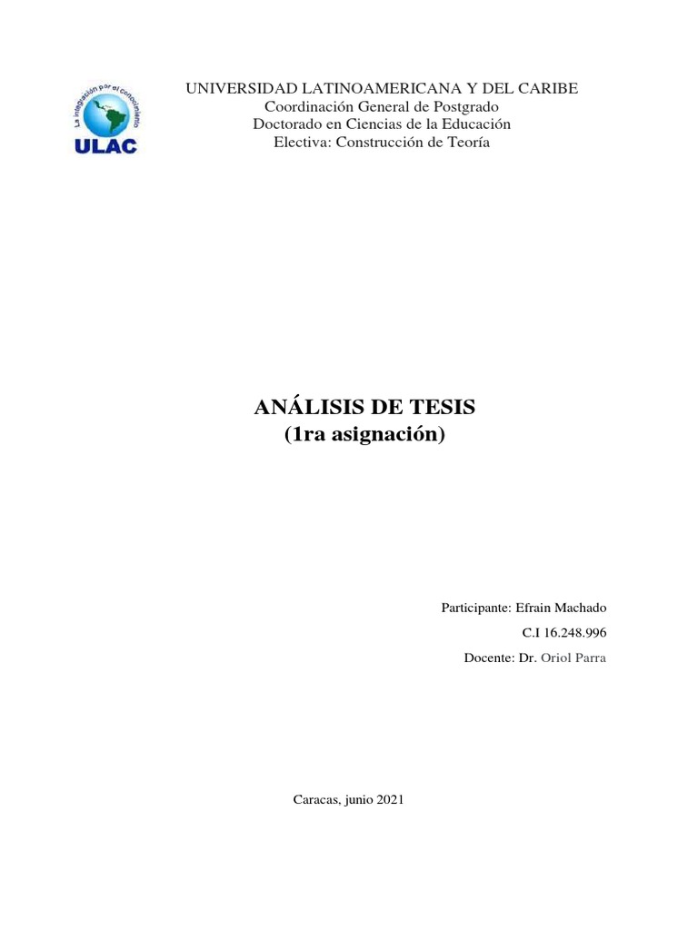 Efrain Machado Analisis Tesis 13junio2021 | PDF | Constructivismo ...