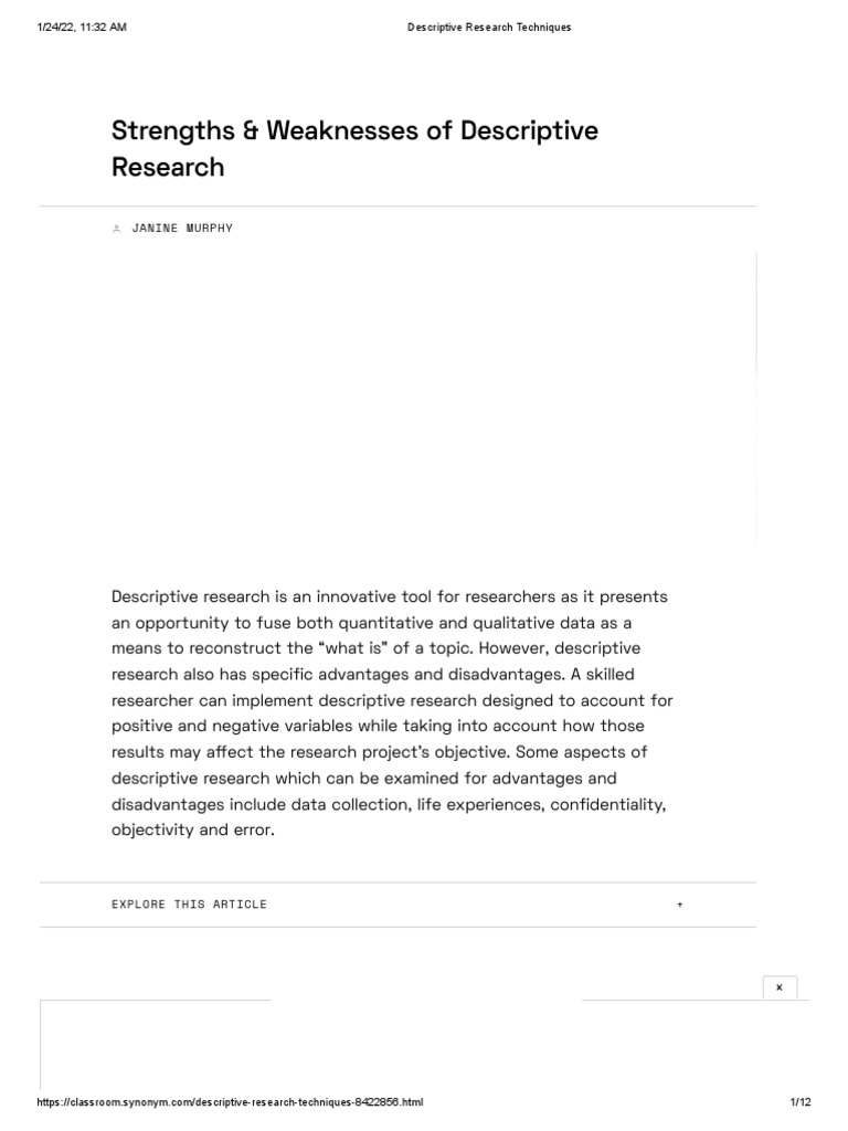 Descriptive Research Techniques | PDF | Experiment | Cognition
