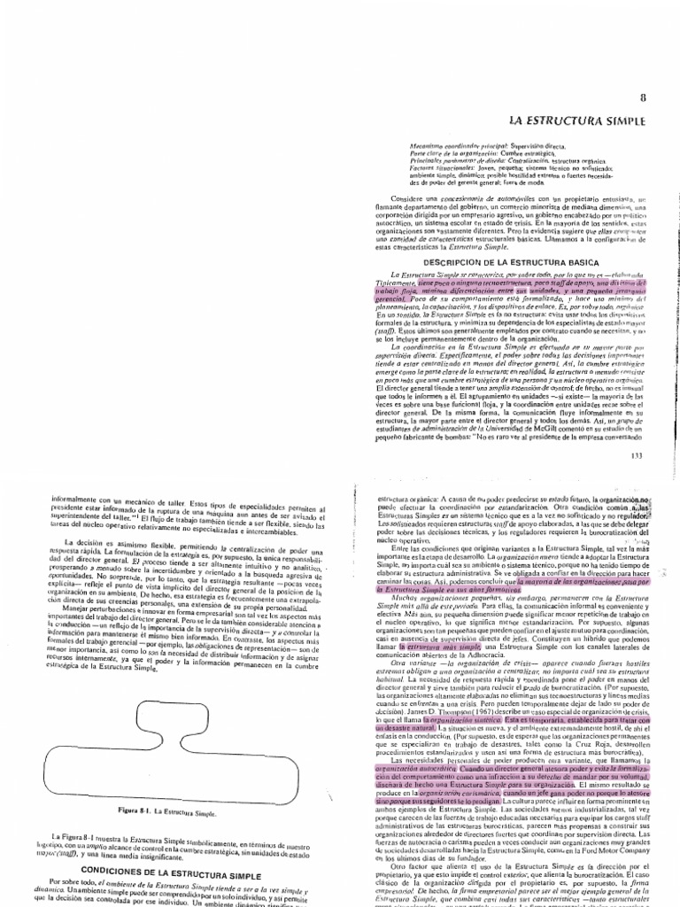 La Estructura Simple y La Burocracia Mecanizada - Henry Mintzberg | PDF ...