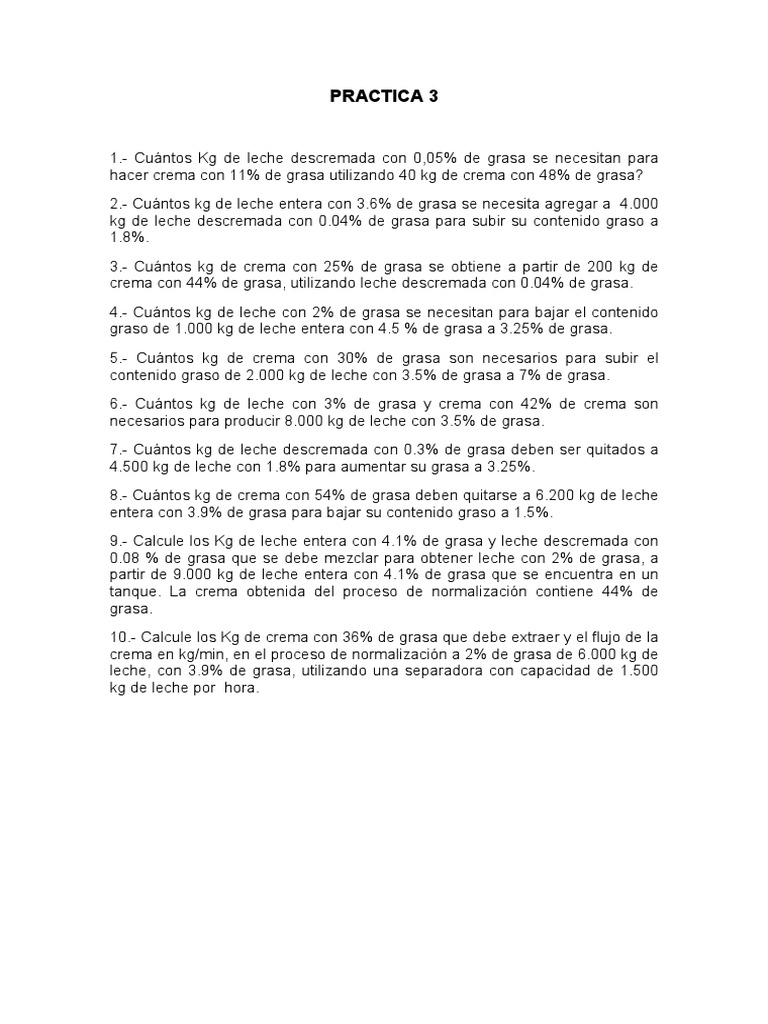 Practica 3 y 4 | PDF | Leche | Comida y bebida