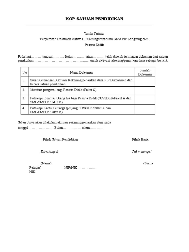 Format-Format Aktivasi PIP | PDF