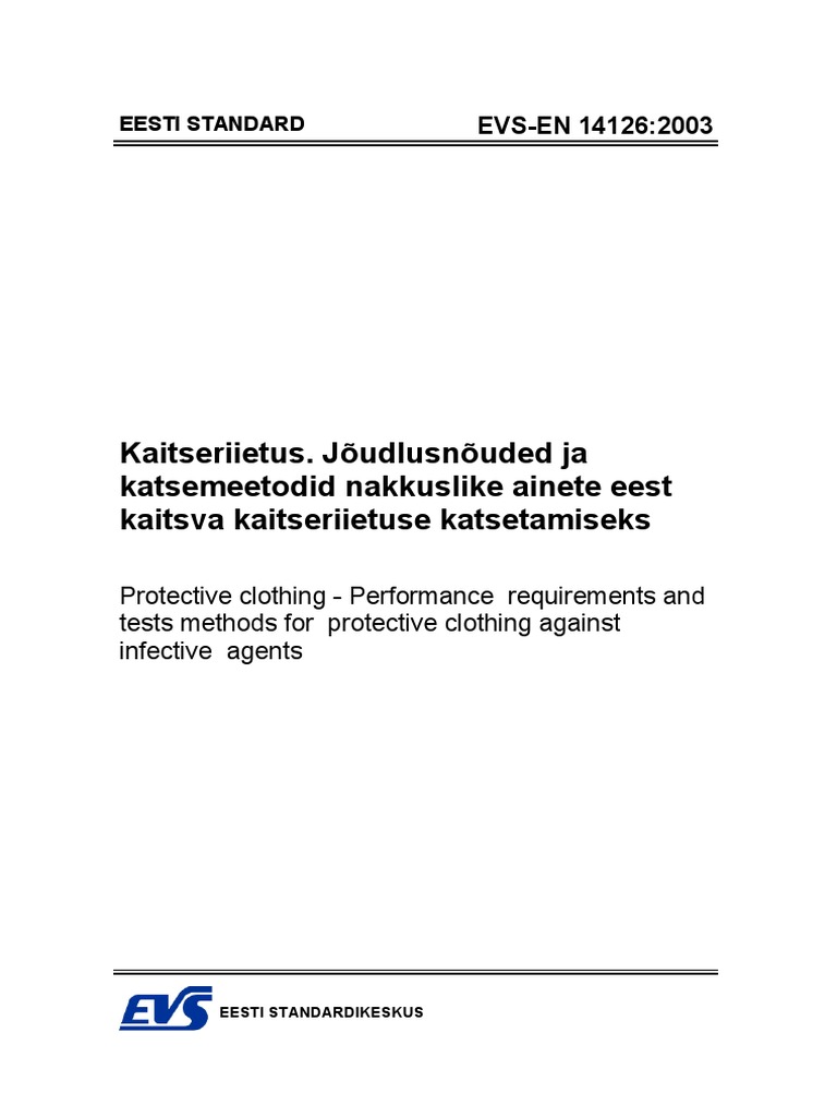 EVS-EN 14126,2003 Protective Clothing | PDF