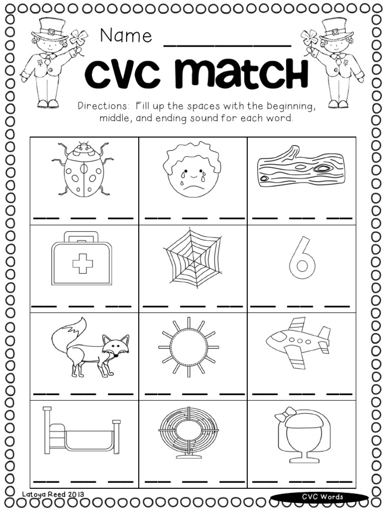 CVC Match: Directions: Fill Up The Spaces With The Beginning, Middle ...