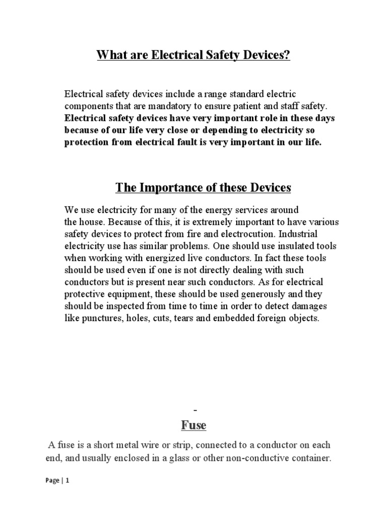 What Are Electrical Safety Devices | PDF