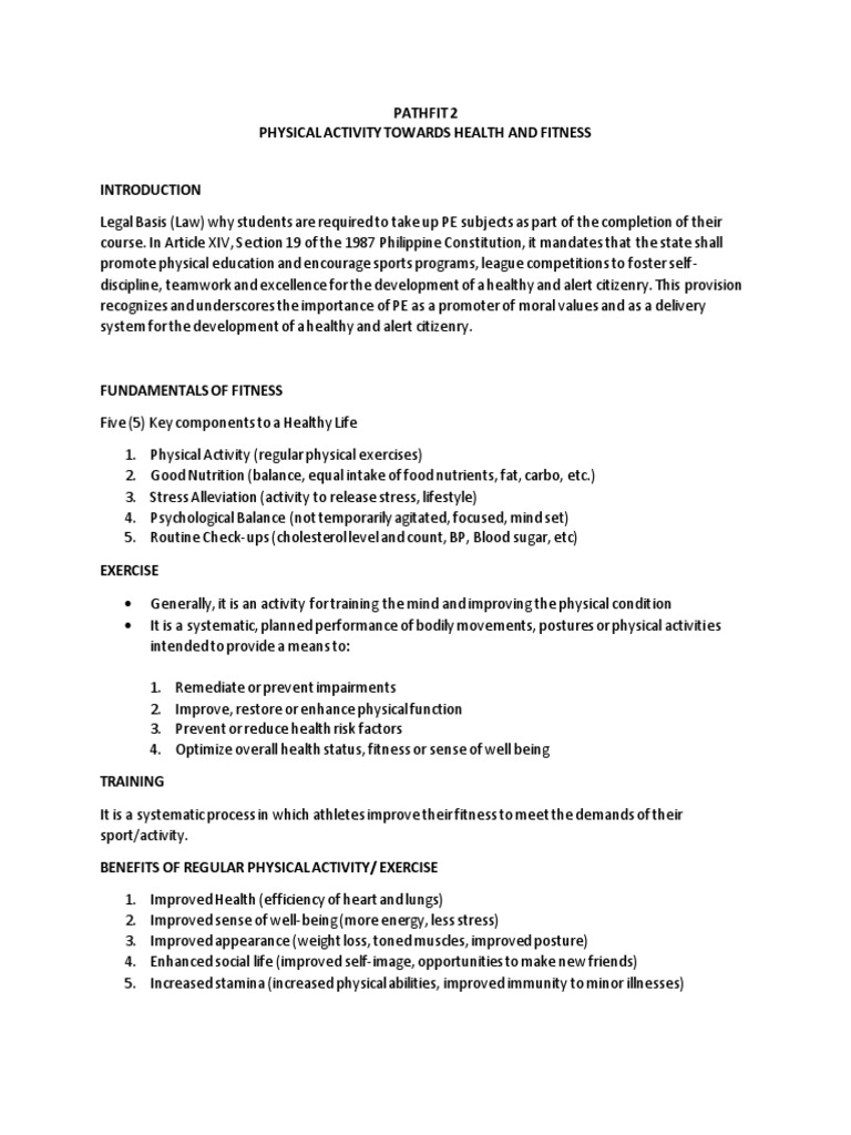 Pathfit 2 Intro Handouts | PDF