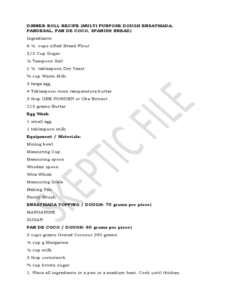 BPP Dinner Roll Recipe I | PDF