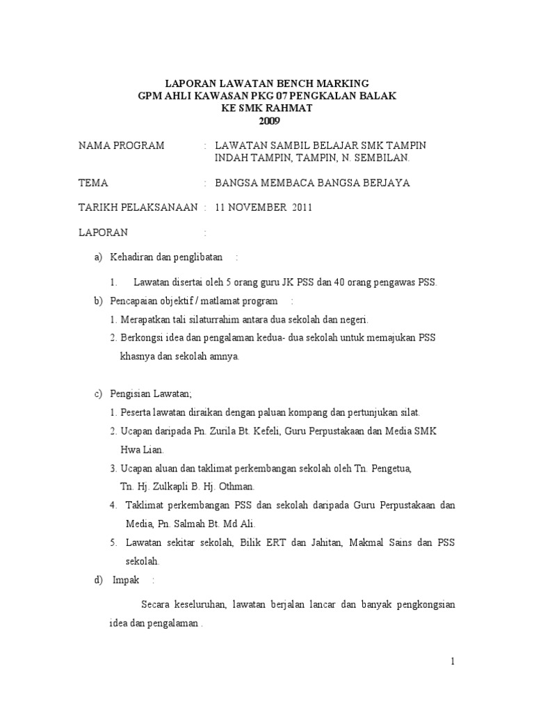 Laporan Lawatan GPM PKG 07 | PDF