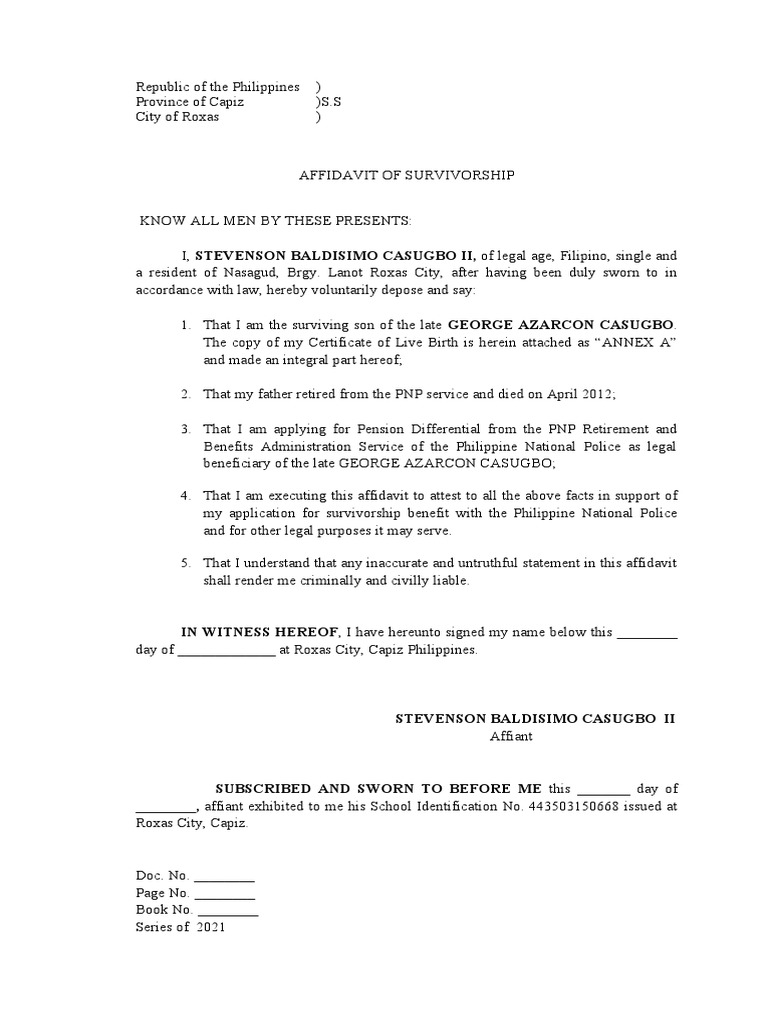 Afidavit of Survivorship | PDF