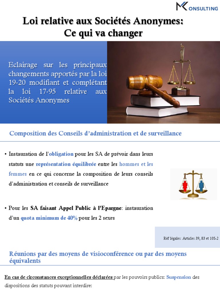 Changements clés de la loi 20-05 SA | PDF | Obligation (Finance)