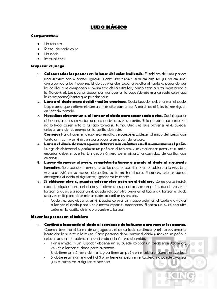 Ludo Magic + Reglas | PDF | Juegos de mesa | Juego de azar
