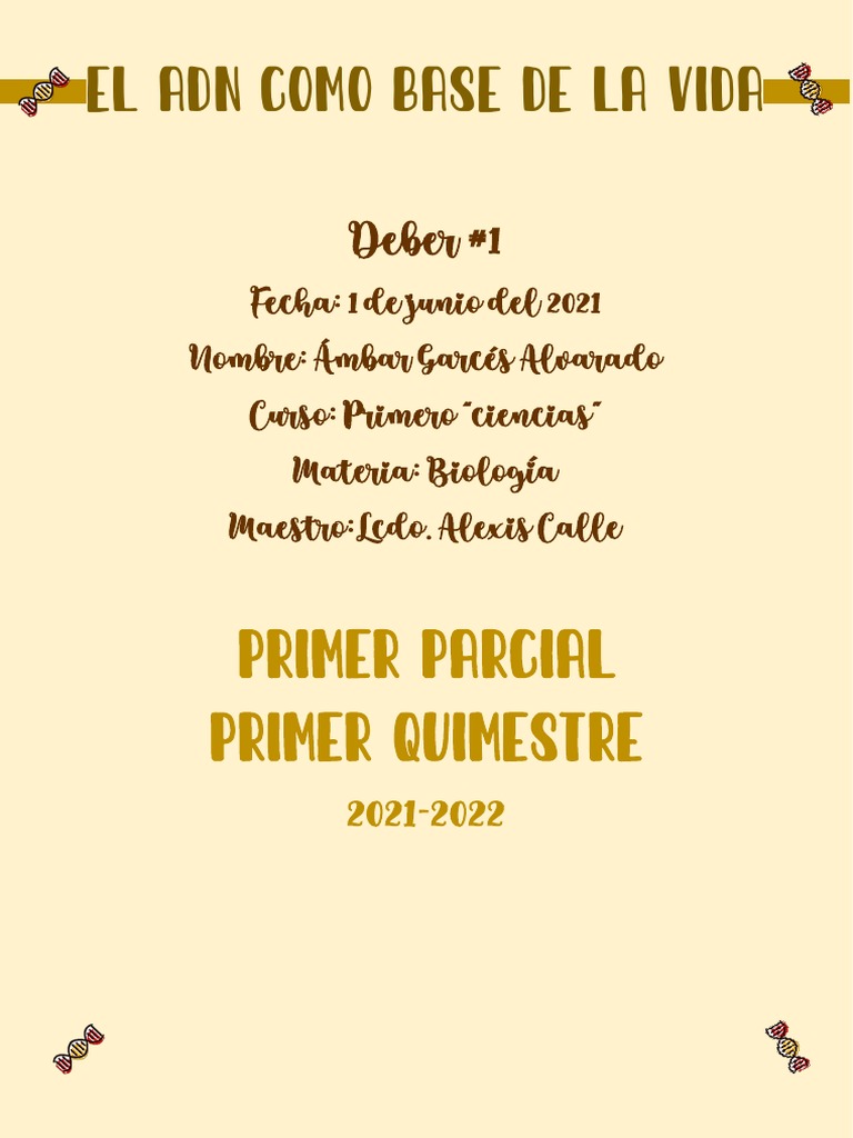 Deber 1. - EL ADN COMO BASE DE LA VIDA. | Descargar gratis PDF | Adn | Francis Crick
