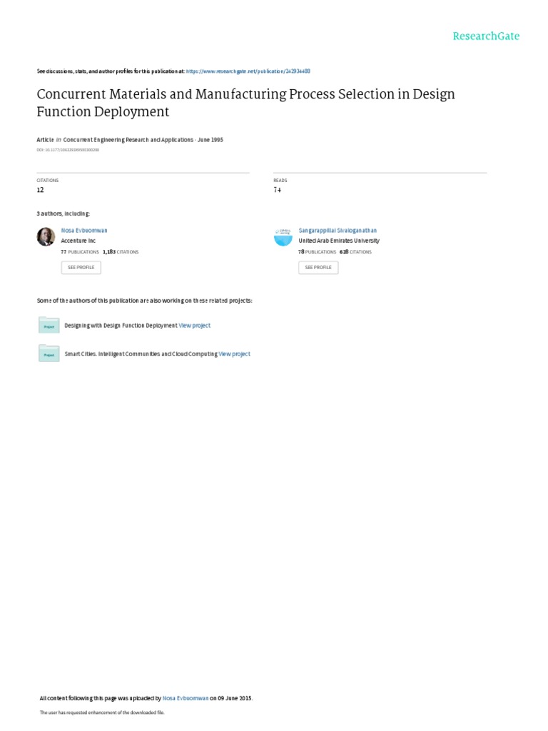 Concurrent Materials and Manufacturing Process Selection in Design ...