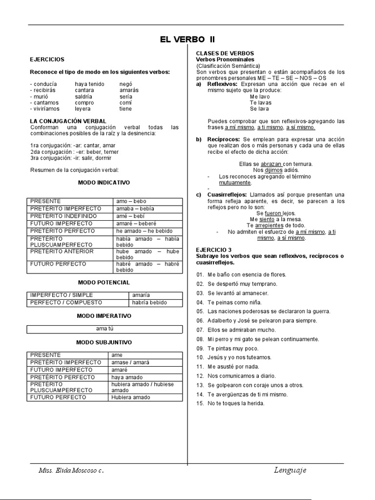 El Verbo II - PRONOMINALES | PDF | Verbo | Conjugación gramatical