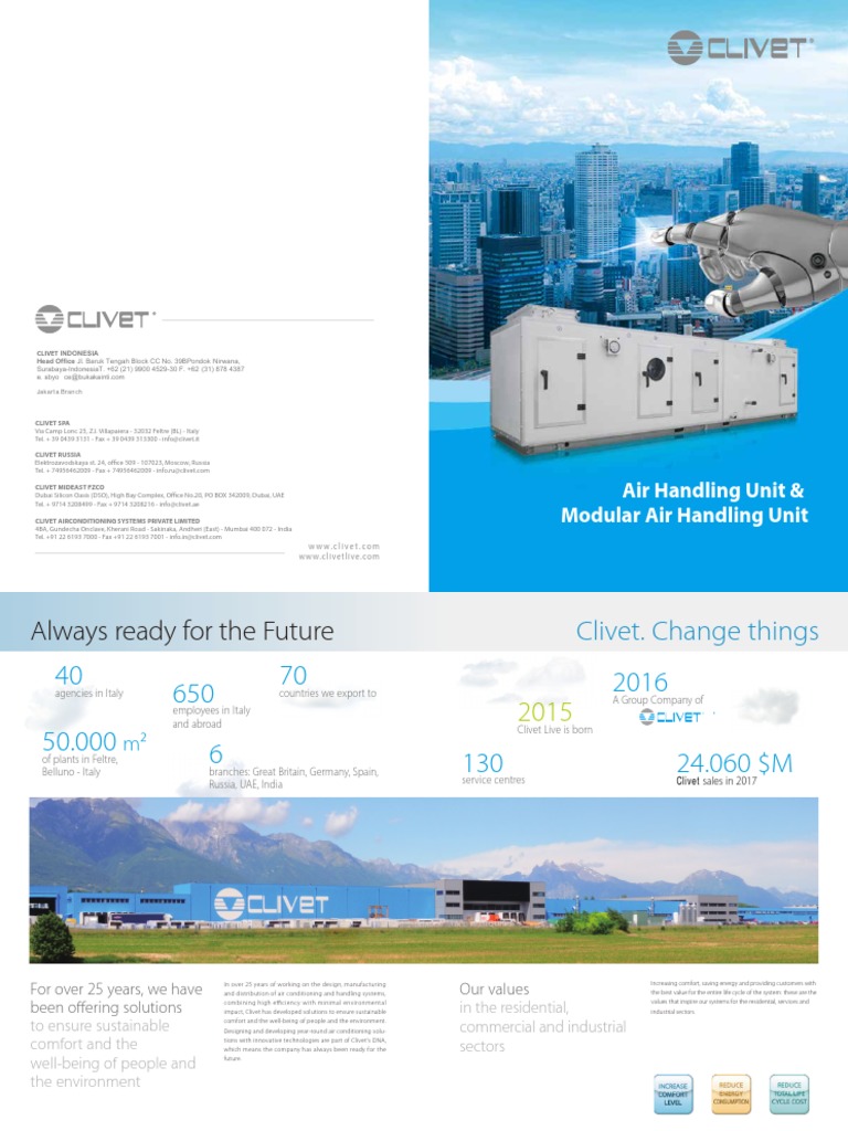 (AHU) Clivet AHU and Modular Air Handling Unit | PDF | Sheet Metal | Pipe (Fluid Conveyance)