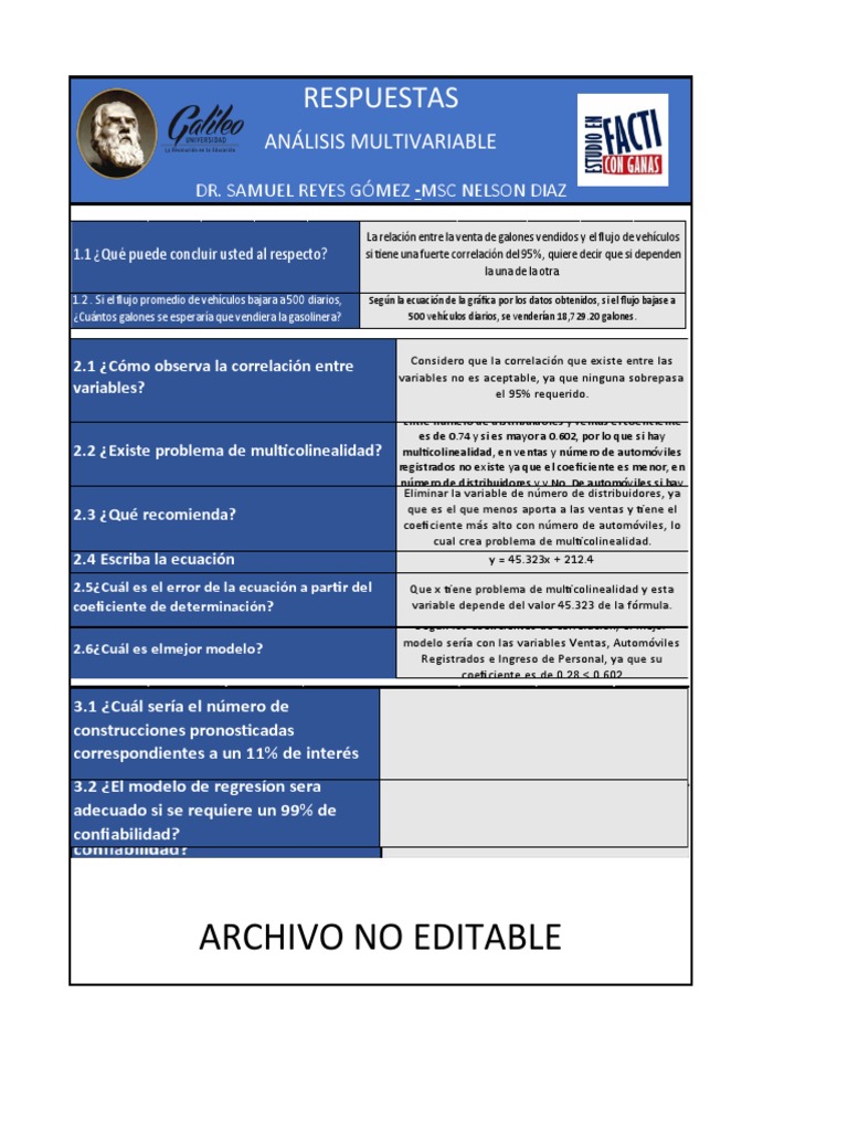 Análisis de Correlación y Regresión Multivariable | PDF | Coeficiente ...