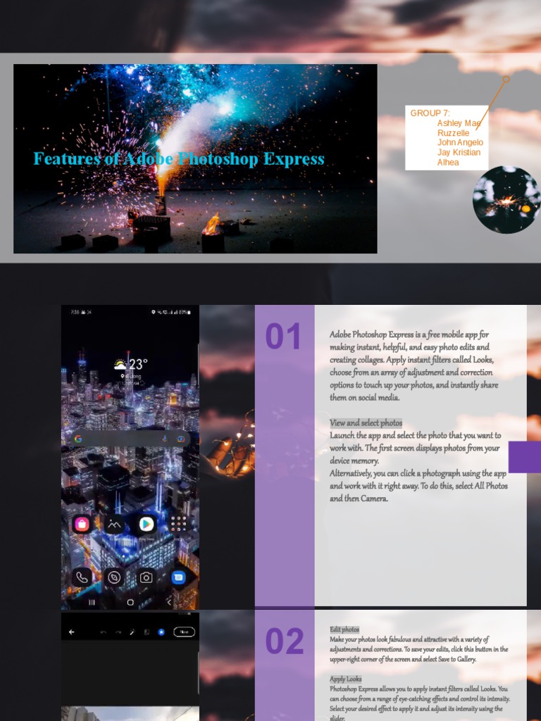 Adobe Photoshop Express features guide | PDF | Adobe Photoshop | Imaging