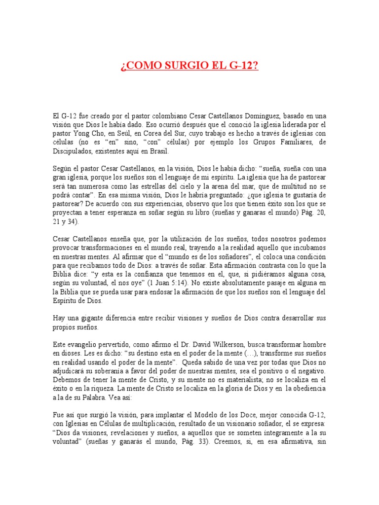 ¿Como Surgio El G-12? | PDF | Jesús | Iglesia cristiana