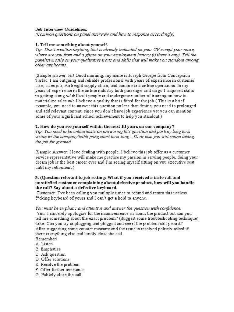 Job Interview Guidelines | PDF | Job Interview | Communication