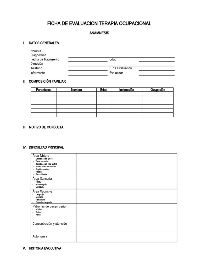 Hojas De Trabajo De Terapia Ocupacional