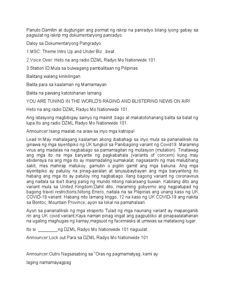 Balitang Pangradyo | PDF