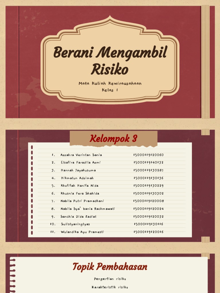 Kelompok 3 - PPT Berani Mengambil Risiko | PDF