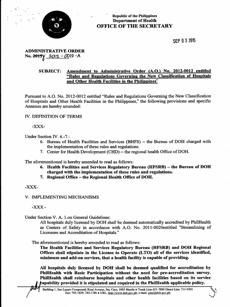 Ao 2012 0012 A Amendment To Administrative Order No 2012 0012 Entitled ...