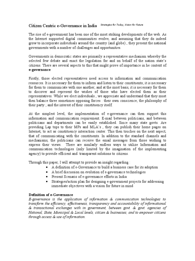 E Governance Paper | PDF | E Government | Automation