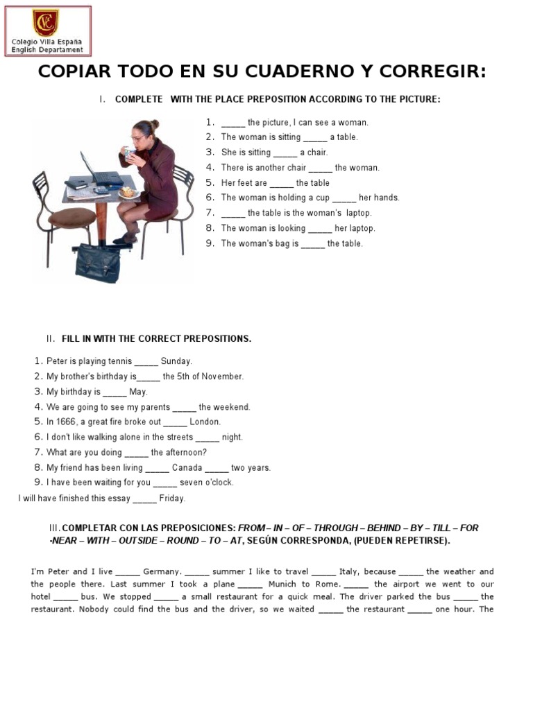Prepositions Practice for Students | PDF